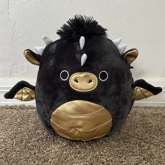 Squishmallows | Toys | Squishmallow Luxmen The Black Gold Dragon 75 Kellytoy Soft Fantasy Plush ...